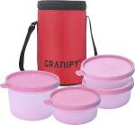 Buy Granify A-603 Red Plastic Lunch Box with 4 Plastic Containers and Lunch Box Bag 1200 ml ...