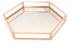 Buy LamJum Rose Gold Glass, Metal Hexagon Tray With Rose Electroplating ...