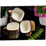 Buy TMF Brown Square Tea Cup Ceramic Coffee Mug (180 ml, Pack of 6 ...