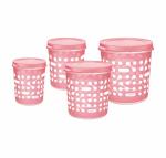 Buy Milton Storex Plastic Storage Container Set, Set of 4, Pink Online ...
