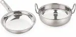 Buy NEELAM Stainless Steel Cookware Set (M), Fry Pan & Kadai Combo Set ...