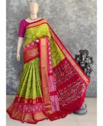 Buy Vikas Handlooms Pochampally ikat pattu silk kaddi border allover ...