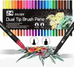 Buy Corslet 24 Colors Dual Tip Markers Brush Pen 24 Shades 1-2 Mm ...