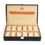 Buy LEDO Corrosion Resistant Black Leather Watch Box Holder organizer 12 Slots Online at Best ...