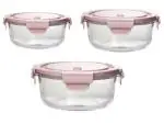 Buy INDUSBAY Pink Glass Jars & Containers 600 Milliliters, 800 Milliliters, 350 Milliliters ...