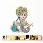 Buy Divinedesigns Multicolor Vinyl Makhna Chor Krishna Wall Sticker ...