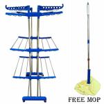 Buy SUNDEX Cloth Drying Stand Double Pole Heavy Duty 3 Tier Blue Colour ...