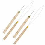 Buy GROWTH Pack of 4 Wooden Handle Hair Extensions Loop Needle Threader ...