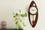 Buy eCraftIndia Decorative Analog Brown Round Pendulum Wall clock ...
