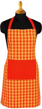 Buy Akhiv AV-AP-238 Orange and Yellow Checkered Cotton Chefs Apron ...