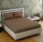 Buy Varde Brown Satin Stripe Double Bedsheet with 2 Pillow Covers 228 ...