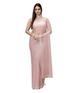 Buy V Vervee Couture Women's Mauve Glitz Net Saree Embellished With ...