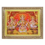 Buy BM TRADERS Maa Laxmi-Saraswati-Ganesh Ji Zari Art Work Photo in Golden Frame (11 x 13 inch ...
