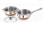 Buy Neelam Stainless Steel 3Pcs Copper Bottom Cookware Set of Belly ...
