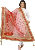 Buy Tutli Putli Women Red And Yellow Embroidered Net Dupatta Online at ...