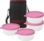 Buy Granify A-427 Black Plastic Lunch Box with 4 Plastic Containers and ...
