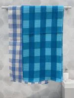 Buy Athom Living Eco Saviour Premium Cotton Bath Towel Blue Checkers ...