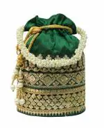 Buy Milan's Creation Handmade Brocade Draw String Potli Bag -Green ...