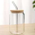 Buy Hofex Wooden Lid Mojito Tea Glass Can Mug with Straw Pack of 1-540ml Online at Best Prices ...