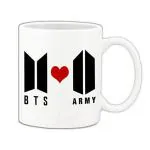 Buy Mug Morning BTS Merch for Girls BTS Love Army Black Logo on White ...