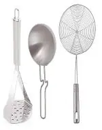 Buy Wofier Masher Aluminium Tadka Pan And Deep Fry Oil Strainer Jhara ...