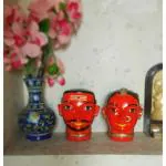 Buy Handmade Wooden Face Statue Red Couple Kinhal Toys For Decoration ...