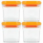 Buy Home Pro Orange Plastic Unbreakable Storage Container 600ml (Pack ...