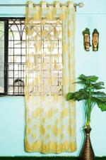 Buy Parda Online Golden Linen Floral Eyelet Window Curtain 9ft, (Pack ...