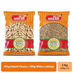 Buy Ahaar Kabuli Chana, White Lobia Whole Combo (1Kg, 500gm x 2 Pack ...
