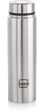 Buy Basik Silver Steel Single Wall Water Bottle, 960 Ml Online at Best ...