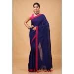 Buy Oishani Saree Ghor Saree For Women Woven Traditional Handloom Pure Cotton Blue Red Saree ...