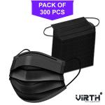 Buy Virth Disposable Black Surgical Mask With Nose Pin (300 pcs) Online ...