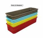 Buy CSM Multicolor Rectangular Plastic Multipurpose Basket (Set of 4 ...