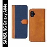 Buy Knotyy Samsung Galaxy A04e Blue and Brown Faux Leather Back Cover ...