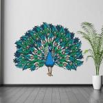 Buy Wallzone Multicolor Pvc, Vinyl Colorful Peacock-National Bird-Large ...
