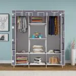 Buy SB 07 3 Door 8 shelves Grey Printed Collapsible wardrobe Online at ...