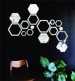 Buy Wall1Ders Silver Hexagonal Acrylic Wall Mirror Stickers - 16 Pcs ...