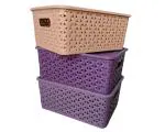 Buy KITCHUB Set Of 3 Plastic Storage Organizers /baskets With Lid For ...