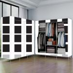 Buy Be modern 3 Door 6 shelves Black Printed Collapsible wardrobe ...