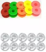 Buy ZENITH combo10 Solid Multi Color Bobbins + 10 Transparent Plastic ...