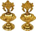 Buy T-KA108 Diya for Puja | Pooja-Shanku Chakra Star Diya Set (Medium) Brass Table Diya (Height ...