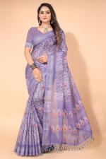 Buy SIYA SILK STUDIO Women Digital Printed Linen Saree With Blouse ...