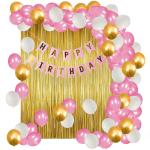 Buy Crackles Pink, Golden and White Foil Decoration Happy Birthday ...