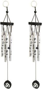 Buy Ryme Multicolor Silver Om Printed 5 Pipes Beautiful Wind Chime Wall ...