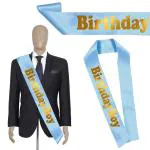 Buy Zyozique Blue Birthday Boy Sash | Gold Foil Letter and Blue Satin ...