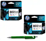 Buy HP 802 Small Tri-color Original Ink Cartridges (Pack of 2) With ...