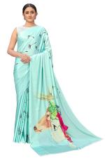 Buy Monjolika Fashion Sky Blue Satin Saree Online at Best Prices in ...