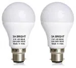Buy 3A BRIGHT 9-Watt B22 Silver White Round DOB LED Bulb (Pack of 2 ...