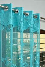 Buy CROOX Floral Design Semi Transparent Premium Blue Polyester Net ...