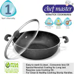 Buy CHEFMASTER NONSTICK KADHAI 22 CM PRO MAX INDUCTION BASE WITH GLASS ...